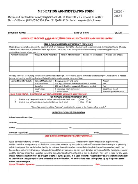 Fillable Online Medication Administration Form 1 Pdf Fax Email Print Pdffiller