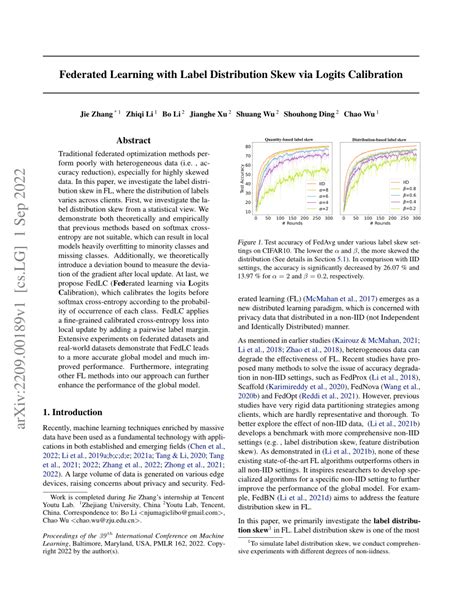 Pdf Federated Learning With Label Distribution Skew Via Logits Calibration