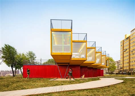 Stacked Shipping Containers Form Pavilion By Peoples Architecture Office