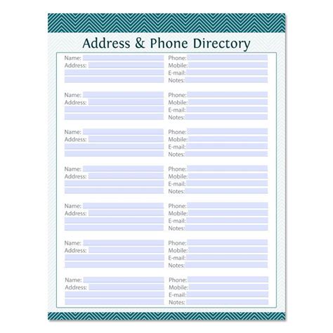 Address And Phone Directory Chevron Fillable Printable Pdf Instant