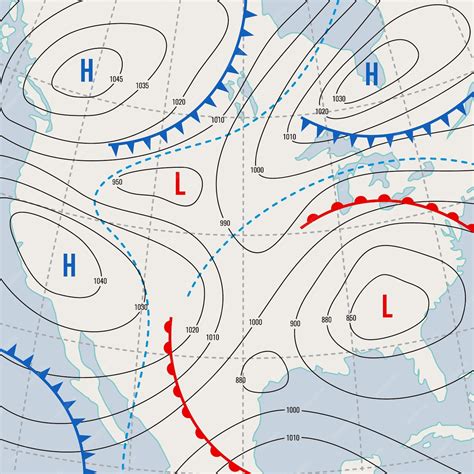 Premium Vector Weather Forecast Meteorology Isobar Usa Map