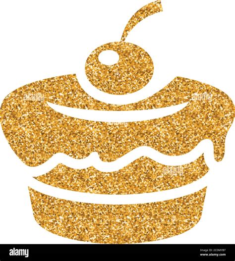 Cake Icon In Gold Glitter Texture Sparkle Luxury Style Vector