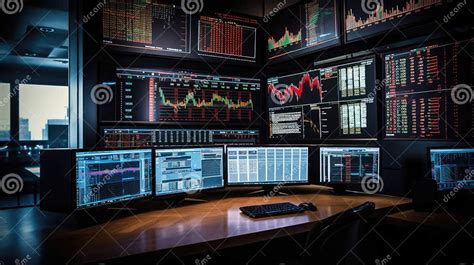 Analyzing Real Time Stock Chart Data On A Computer Multiple Monitors In