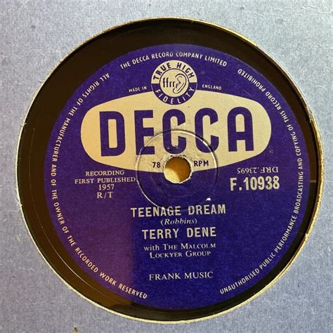 Terry Dene Teenage Dream Ex 1957 Uk Decca Popular 78 Rpm £3 99