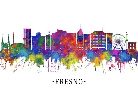 Fresno California Skyline Mixed Media By Nextway Art Pixels