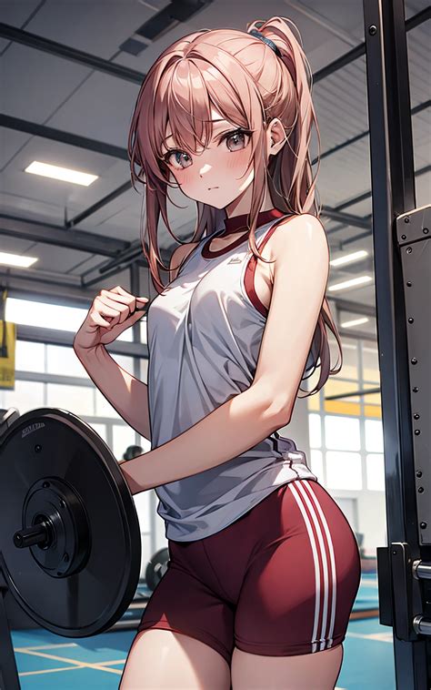 Anime Girl With A Barbell In A Gym Room Seaart Ai