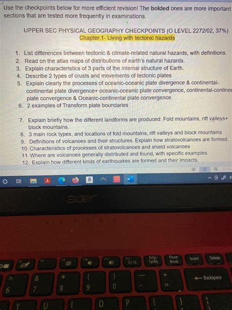 O Level Geography Elective Geo Gi Notes Content Checklist Sec 34