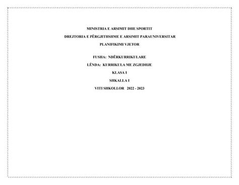 Modeli I Një Planifikimi Ditor Docx