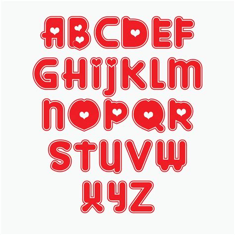 English Alphabets With Heart Vector Illustration 19614939 Vector Art At