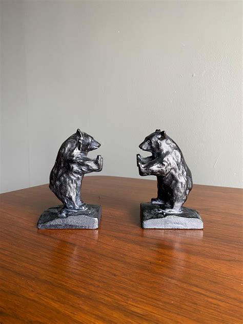 Cast Iron Standing Bear Bookends At 1stdibs