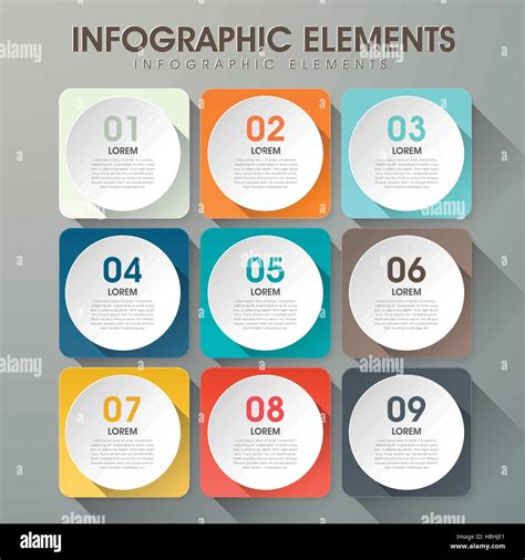 Flat Design Vector Abstract Colorful Option Infographic Elements Stock