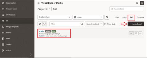 Working With Git In Oracle Visual Builder Studio Creating Repository Branches And Managing