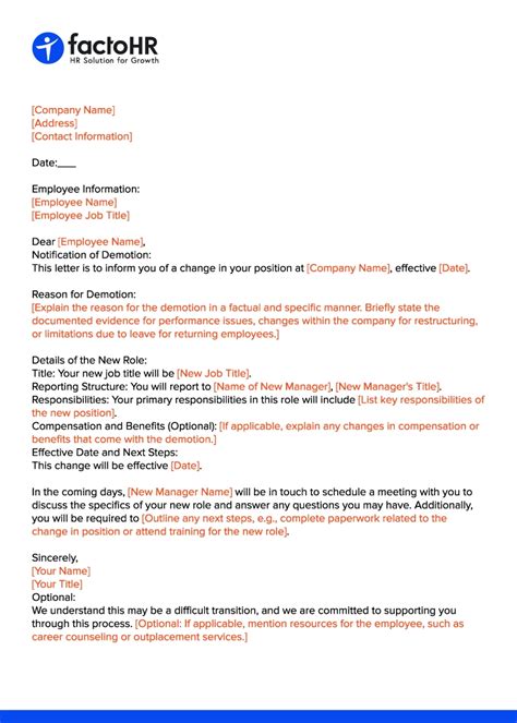 Demotion Letter How To Write Template And Samples Factohr