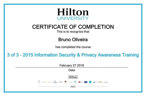 Certificate Of Completion Information Security And Privacy Awareness