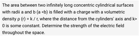 Solved The Area Between Two Infinitely Long Concentric Chegg