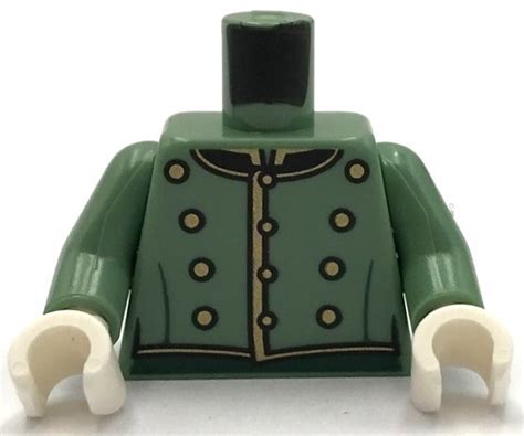 Lego New Minifig Sand Green Torso Jacket Formal W Gold Black Trim