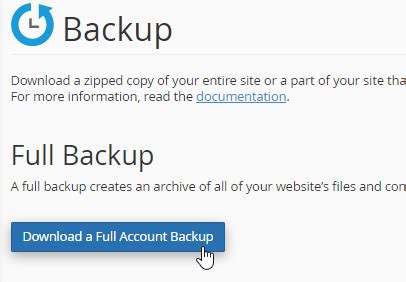 Creating A Full CPanel Backup CPanel Help