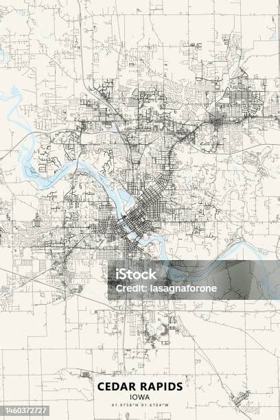 Cedar Rapids Iowa Usa Vector Map Stock Illustration Download Image Now Abstract Aerial View