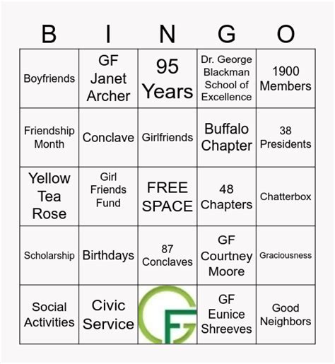 Girl Friends Bingo Card