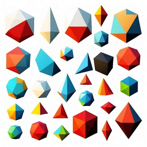 Polygon Vector Set White Background Isolated A High Premium Ai