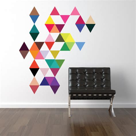 45 Mod Bright Multicolor Triangle Decals Wall Decals Fabric Decals