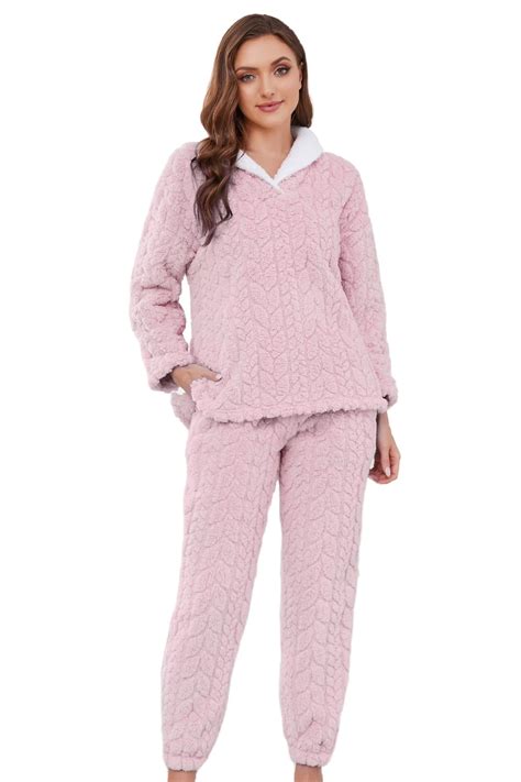 U2skiin Fluffy Pajamas Set For Women Fleece Pullover 2 Piece Pjs Set