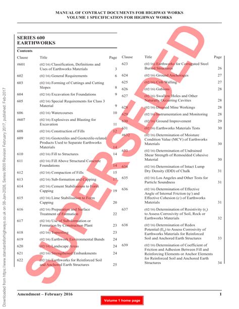 Series 600 Earthworks Specification For Highway Works
