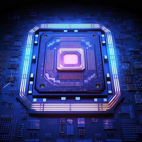 Premium Ai Image Central Computer Processor With Neon Lights