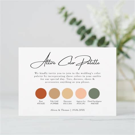 Rustic Boho Earth Tone Wedding Color Palette Enclosure Card Zazzle