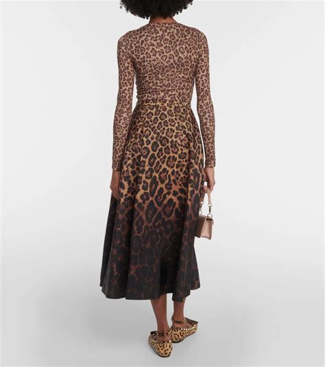 Valentino Leopard Print Silk Midi Skirt Valentino
