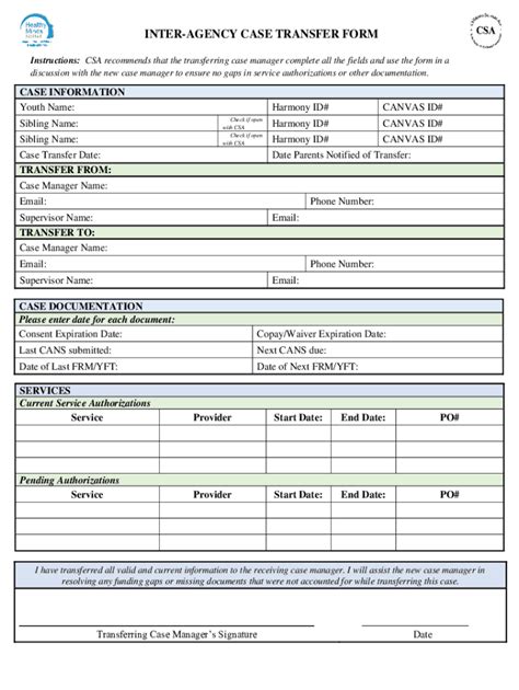Fillable Online Case Transfer Request Fax Email Print Pdffiller