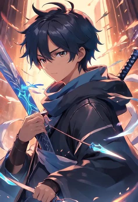 A Cartoon Of A Man With A Sword In His Hand An Anime Drawing Inspired