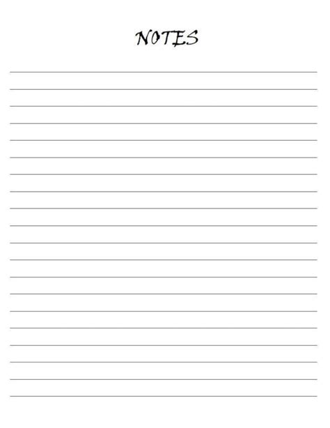 Lined Wide Ruled Note Paper Printable Notes Page Printable Notes Notes Planner Insert Lined