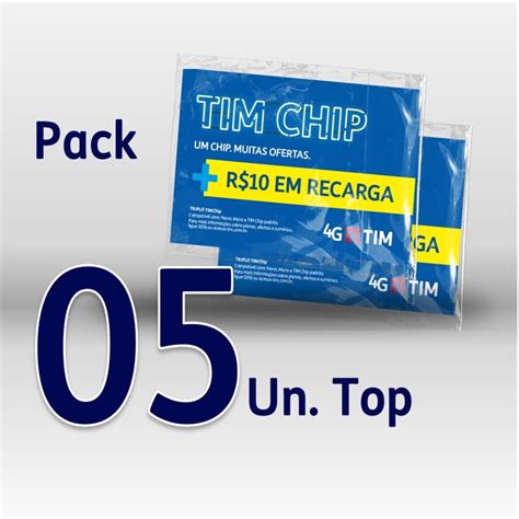 Chip Tim Pré Pago Pack 5 Chips Com Recarga Martins Atacado