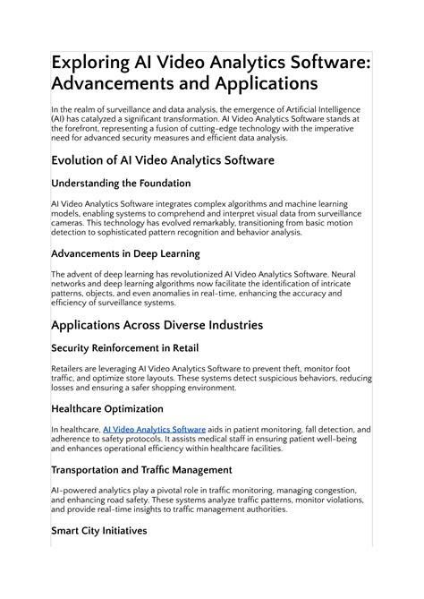 Exploring Ai Video Analytics Softwaredocxpdf Docdroid