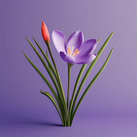 Premium Photo Crocus Sativus On Solid Background