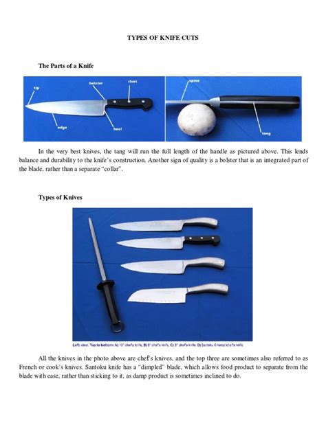 Types Of Knife Cuts Download Free Pdf Knife Blade
