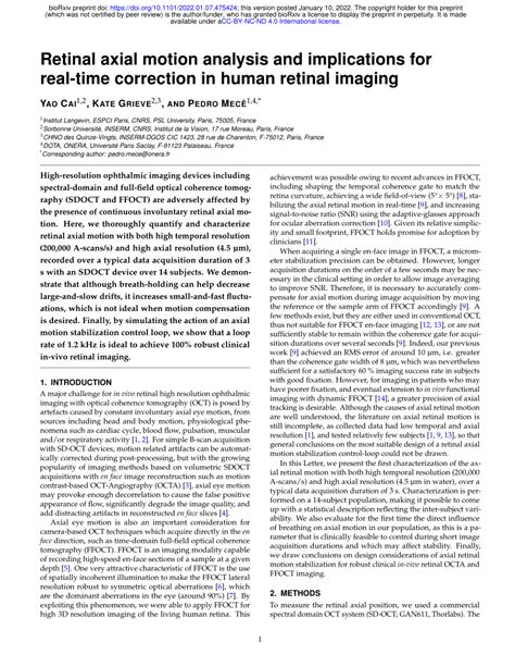 Pdf Retinal Axial Motion Analysis And Implications For Real Time
