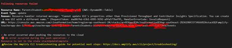 Error Cannot Update Gsis Properties Other Than Provisioned Throughput And Contributor Insights