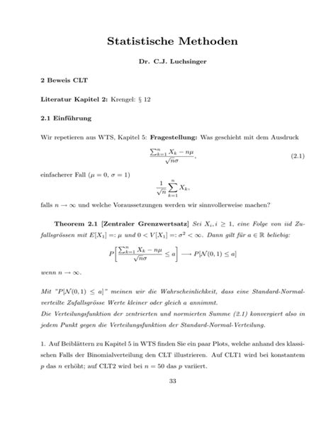 Beweis Clt Luchsinger Mathematics Ag