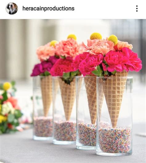 Sprinkle Ice Cream Cone Vase Centerpieces Colorful Floral Centerpiece