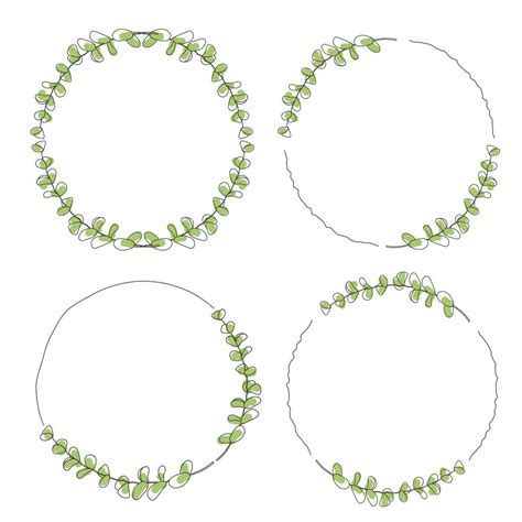 Doodle Style Green Eucalyptus Leaves Wrath Frame Collection 5860342