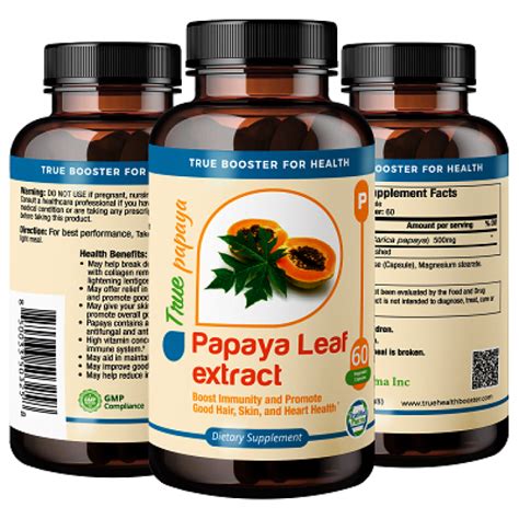 Truemed Papaya Leaf Extract 500mg Immune System Platelet Support 60 Caps Usa