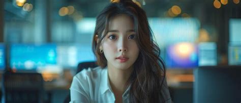 Premium Photo Business Analyst Typing At Modern Computer In Light Office With Statistics