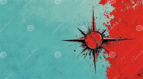 Abstract Compass Design With Splattered Paint Effect Stock Image