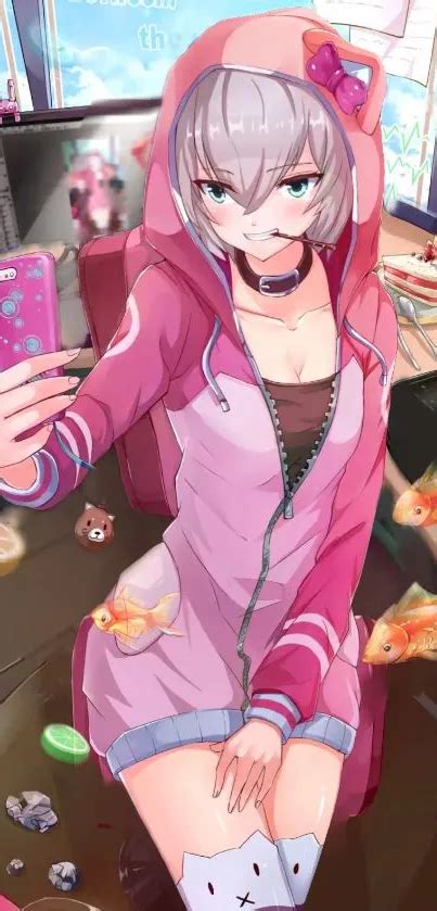 Anime Girl With Phone Art Free Download
