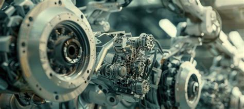 Advanced Robotic Arms Assembling Car Drivetrain Components On High Tech