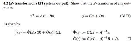 solved 4 2 2 transform of a lti system output show that