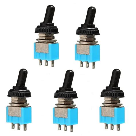 5pcs Miniature Toggle Switch 125v 6a On On 2 Position 3 Pins Spdt Toggle Switch With Black