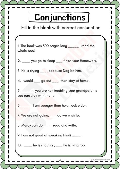 Conjunction Lesson Plan Number Dyslexia